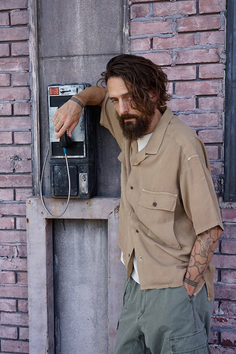 80510011202 Nigel Cabourn ARMY SHIRT S/S - RAYON PIGMENT ナイジェル・ケーボン ...